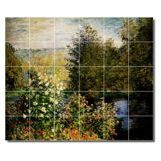 Claude Monet Garden Painting Ceramic Tile Mural #17, 36" Wide x 30 ...