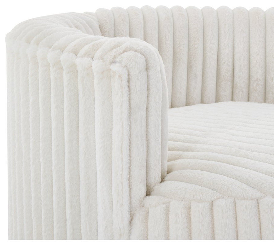 Malna Wide Wale Corduroy Upholstered Barrel Accent Chair with Wheels ...