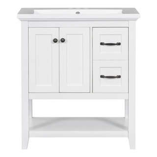 30" MDF Freestanding Bath Vanity Set, Integrated Ceramic Basin ...