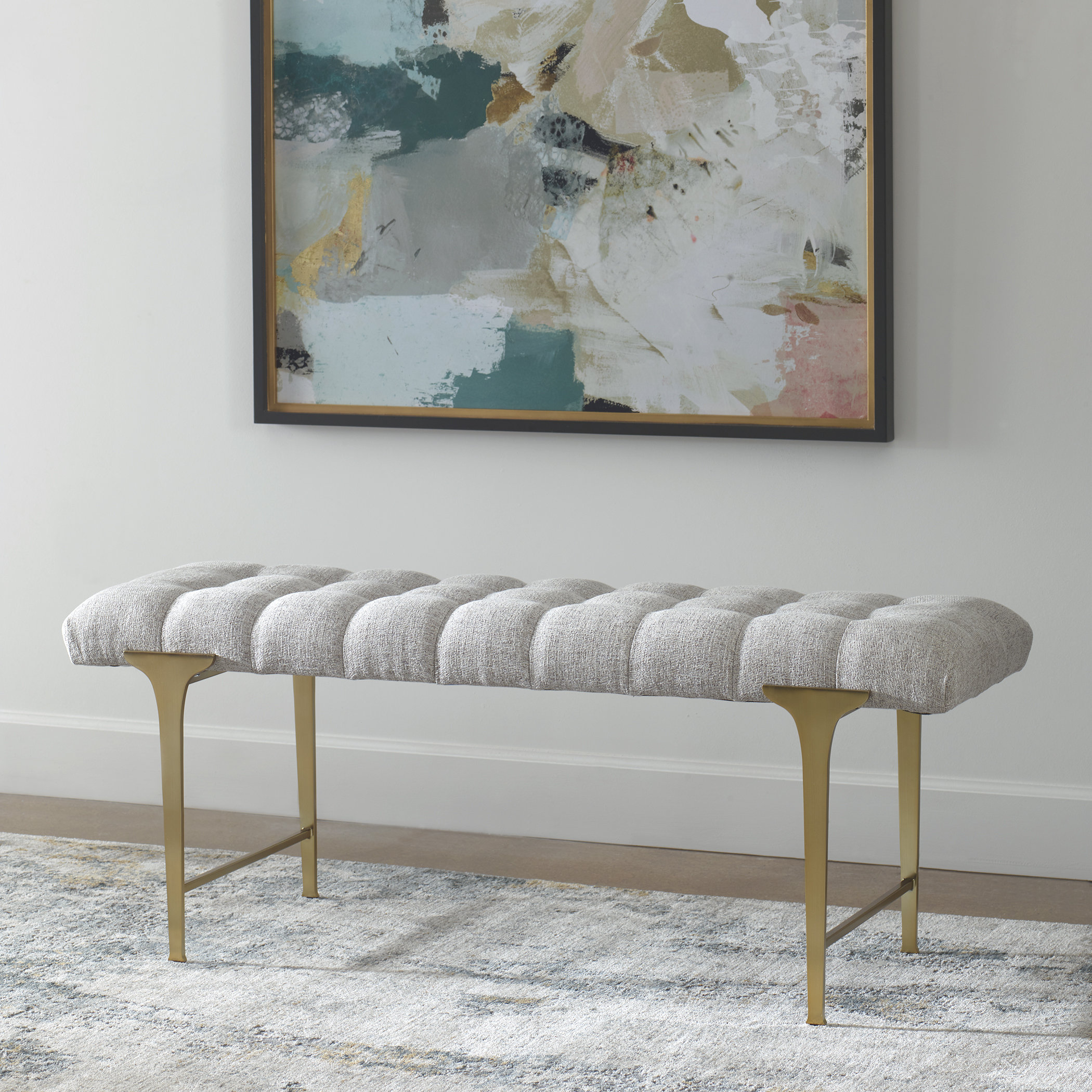 Uttermost Imperial Upholstered Gray Bench - Contemporary - Upholstered ...