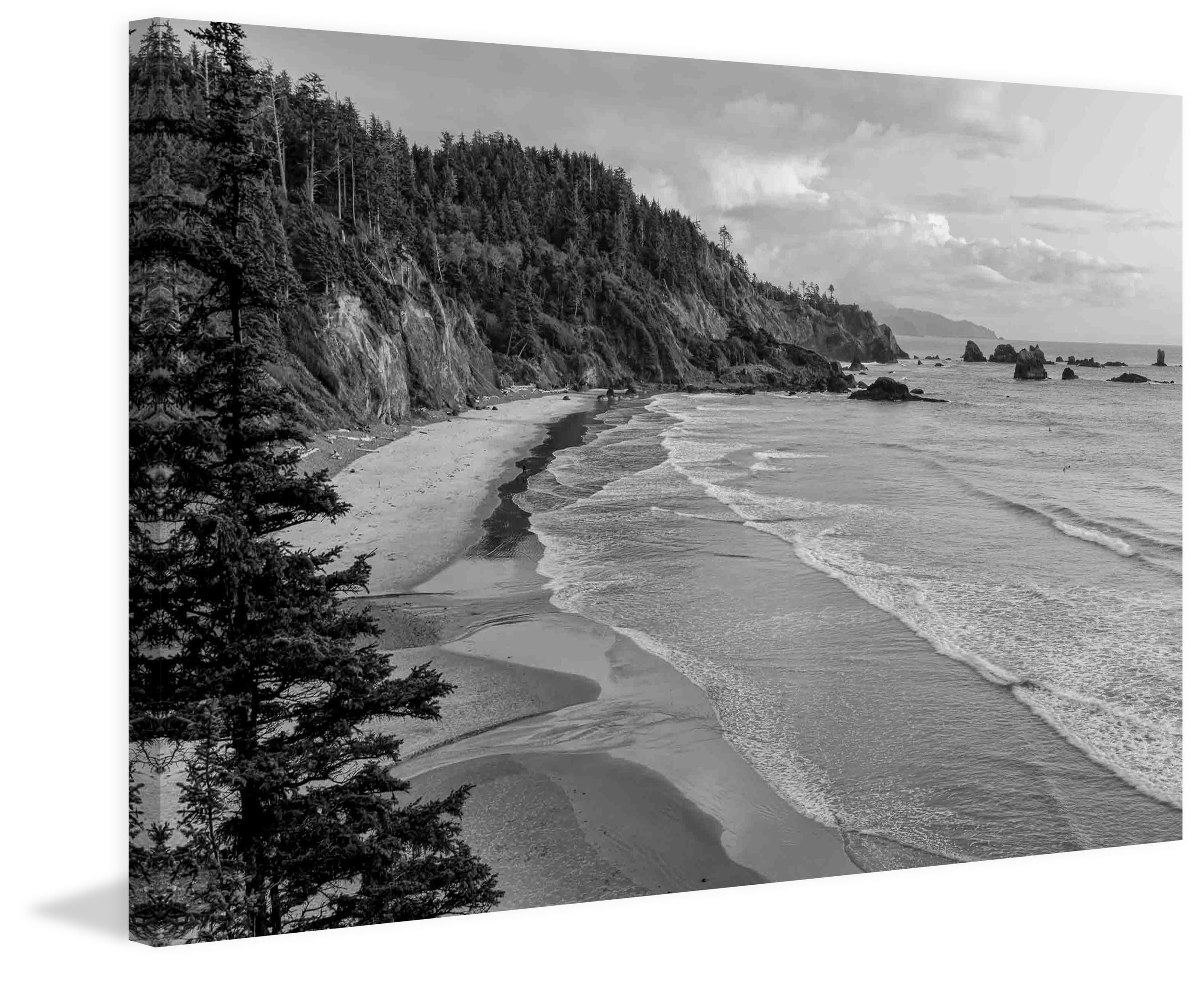 "Rugged Coast" Painting Print on Canvas, 24"x16" - Beach Style - Prints ...