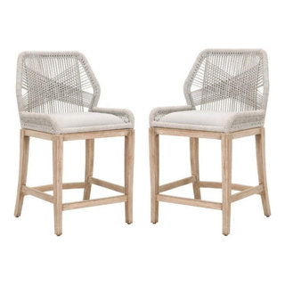 Home Square 2 Piece Upholstered Fabric Counter Stool Set in Taupe and ...