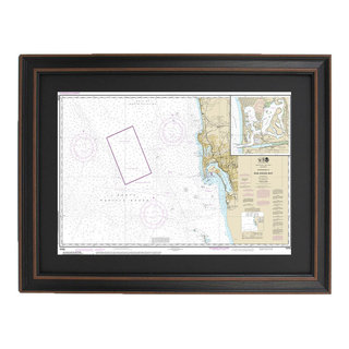 Framed Nautical Chart; Approaches to San Diego and Mission Bay ...