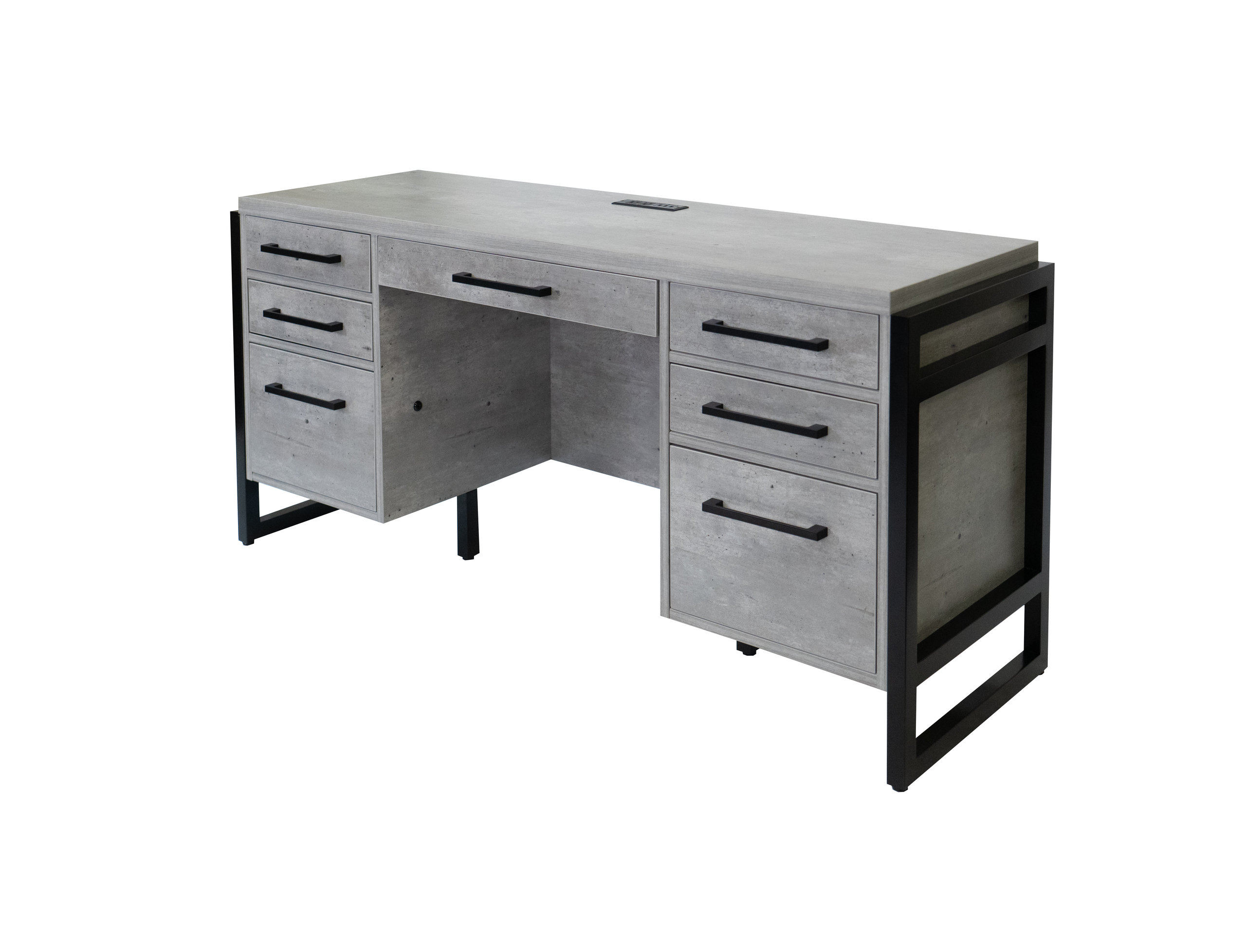 Modern Wood Laminate Office Desk, Fully Assembled, Concrete Gray ...