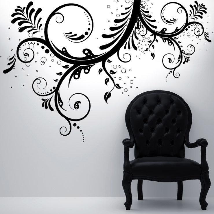 Flower Floral Swirl Wall Decal - Contemporary - Wall Decals - by ...