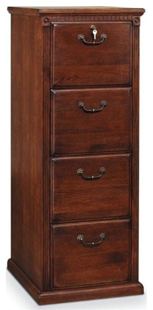 Bowery Hill 4 Drawers Vertical Brown Wood Filing Cabinet Pre-assembled ...