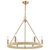 Abaca 6-Light Chandelier, Satin Brass With Abaca Rope Accents - Beach ...