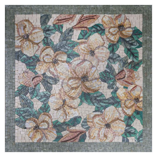 Floral Marble Wall Art - Viridi, 84" x 84" - Contemporary - Tile Murals ...