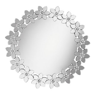 Coaster Cordelia Round Floral Frame Wall Mirror - Contemporary - Wall ...