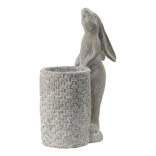 Cement Rabbit Planter 10x6x16" - Farmhouse - Outdoor Pots And Planters ...