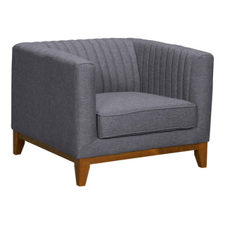 Prism Mid-Century Sofa Chair in Champagne Wood Finish and Dark Gray ...