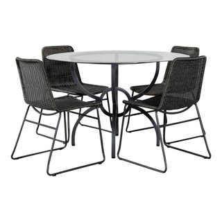 Aviano Round 5-piece Dining Set Gunmetal and Brown - Tropical - Dining ...