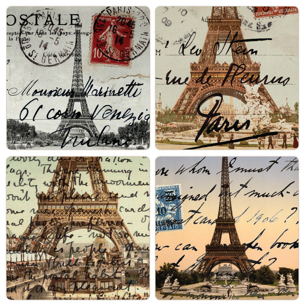 Paris Stone Coasters, Set of 8, 4.5x1.38x1.38 - Transitional - Coasters ...