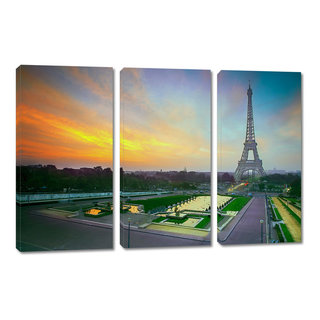 Paris Sunrise, Eiffel Tower, Canvas Print, 3 Panel Split, Triptych Wall ...