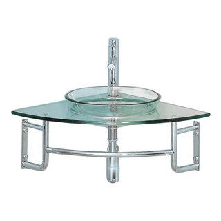 Fresca FVN1040 Ordinato 24" Corner Mount Modern Glass Bathroom Vanity ...