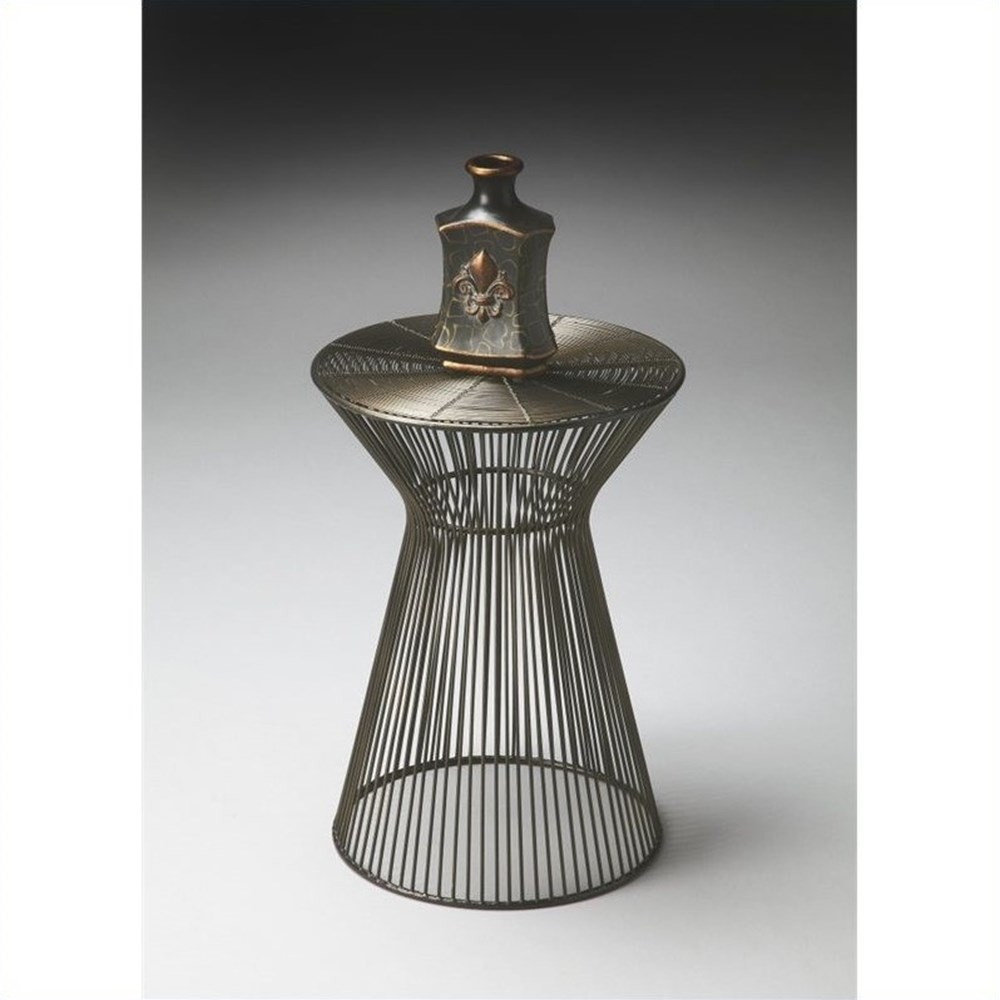 Home Square Iron Frame Accent Table in Black Finish - Set of 2 ...