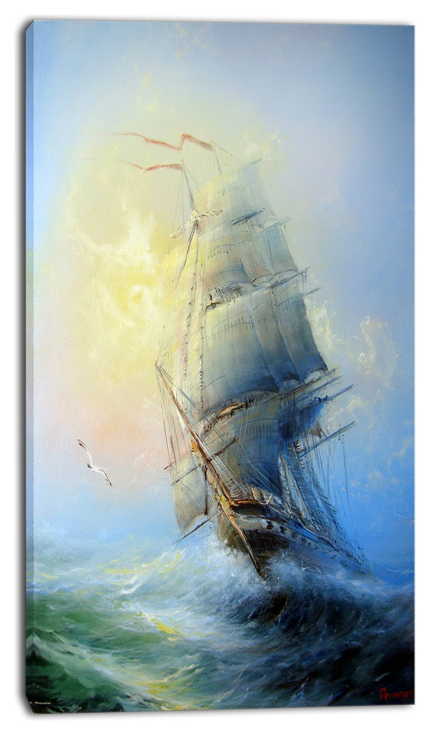 "Large Sailing Boat" Canvas Print, 20"x40" - Beach Style - Prints And ...