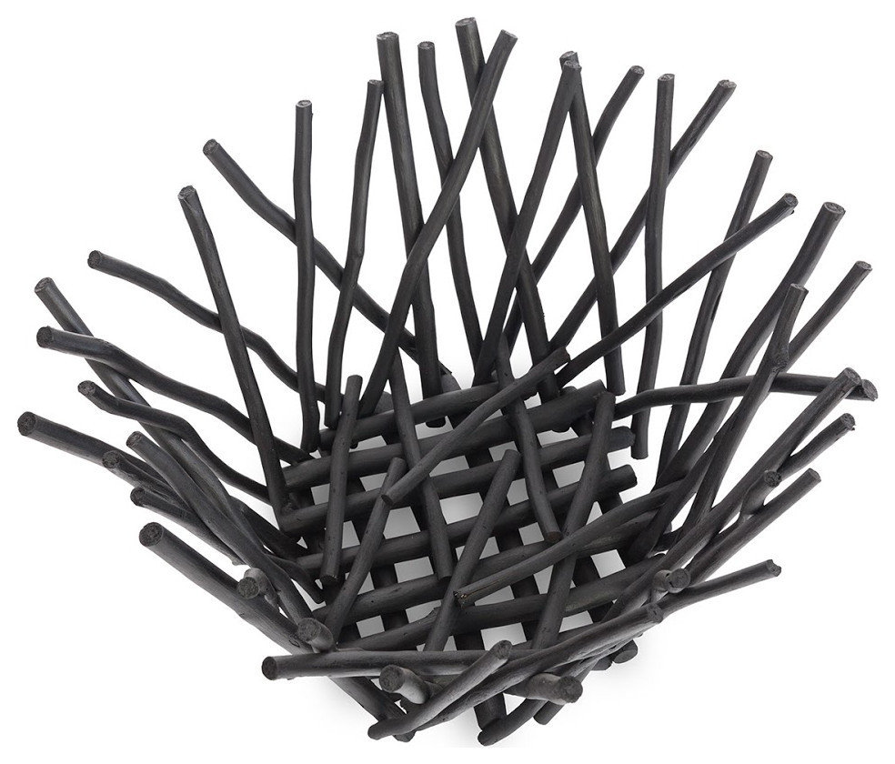 Stick Bowl, Tall, Black - Rustic - Decorative Bowls - by HedgeApple | Houzz