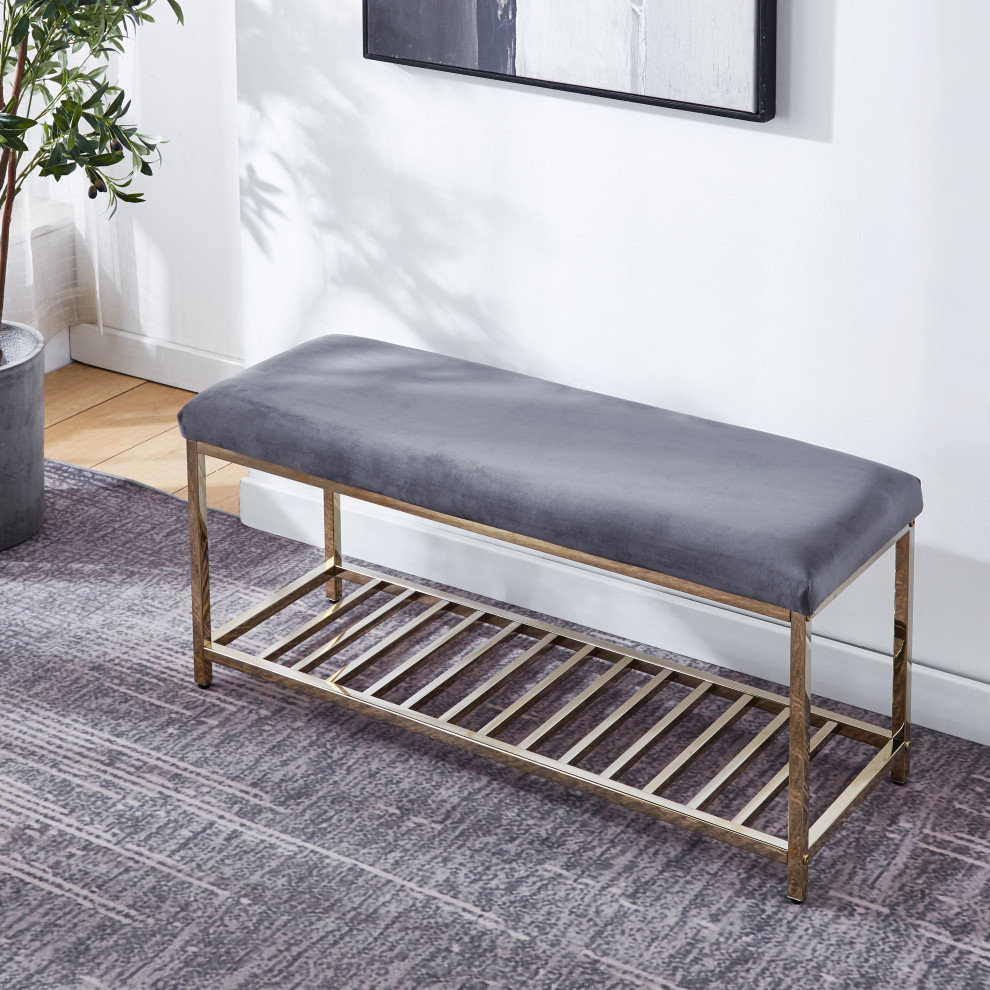 Vishva Bench Grey - Contemporary - Upholstered Benches - by Modon | Houzz