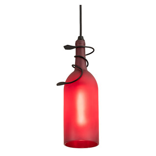 4 Wide Tuscan Vineyard Frosted Red Wine Bottle Mini Pendant - Eclectic ...