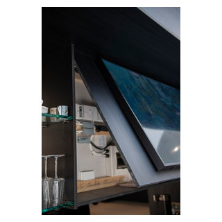 Accessible connections behind furniture mounted kitchen TV - Modern ...