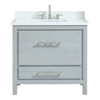 Azzuri Riley Vanity Combo, Sea Salt Gray With White Quartz Top, 37w X ...
