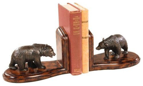 Hand-Painted Resin Bear Bookends - Rustic - Bookends - by EuroLuxHome ...