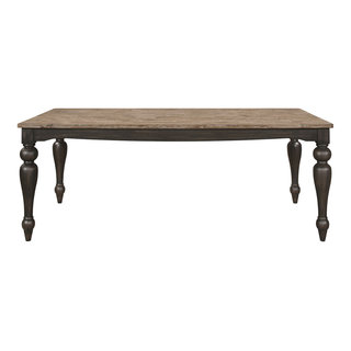 Rectangular Wooden Dining Table, Brown Brushed and Charcoal Sandthrough ...