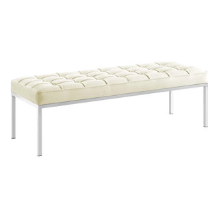 Fiona Cream White Leather Bench - Contemporary - Upholstered Benches ...