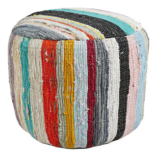Sharma Colorful Sari Rug Pouf Ottoman - Contemporary - Floor Pillows ...