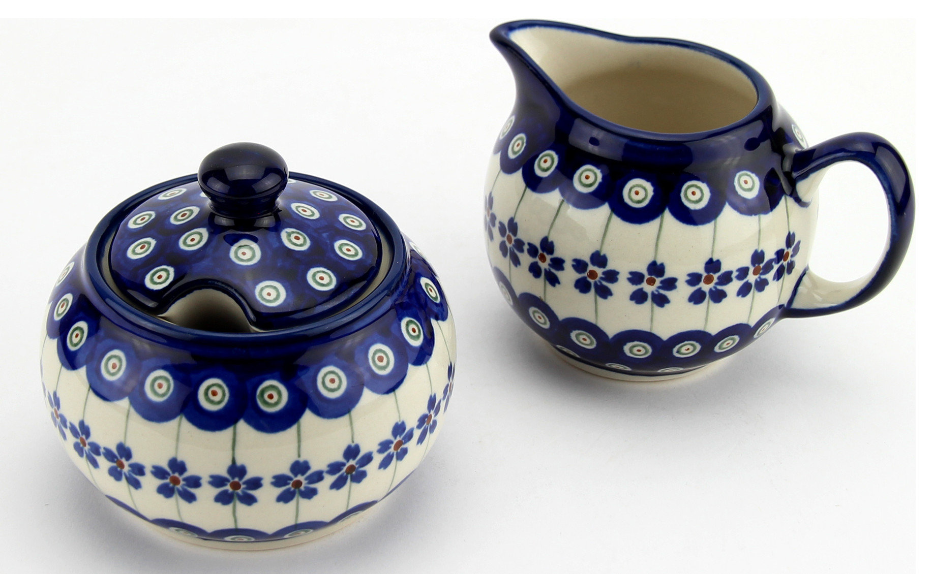 Polish Pottery Sugar Bowl and Creamer Set Handmade Zaklady Boleslawiec ...