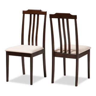 Clarissa Cream Fabric and Dark Brown Finished Wood 2-Piece Dining Chair ...