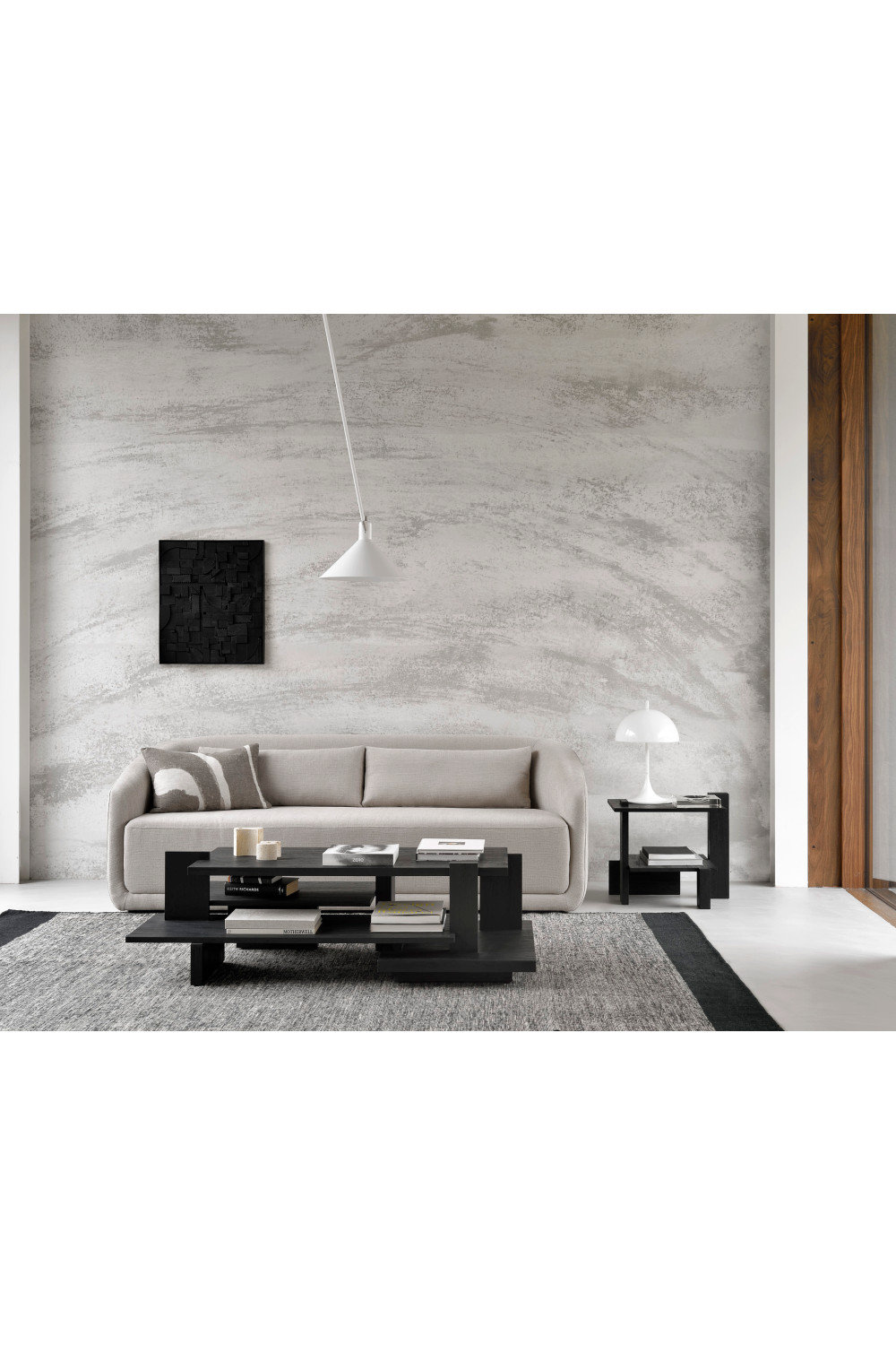 Black Teak Architectural Coffee Table | OROA Abstract - Transitional ...