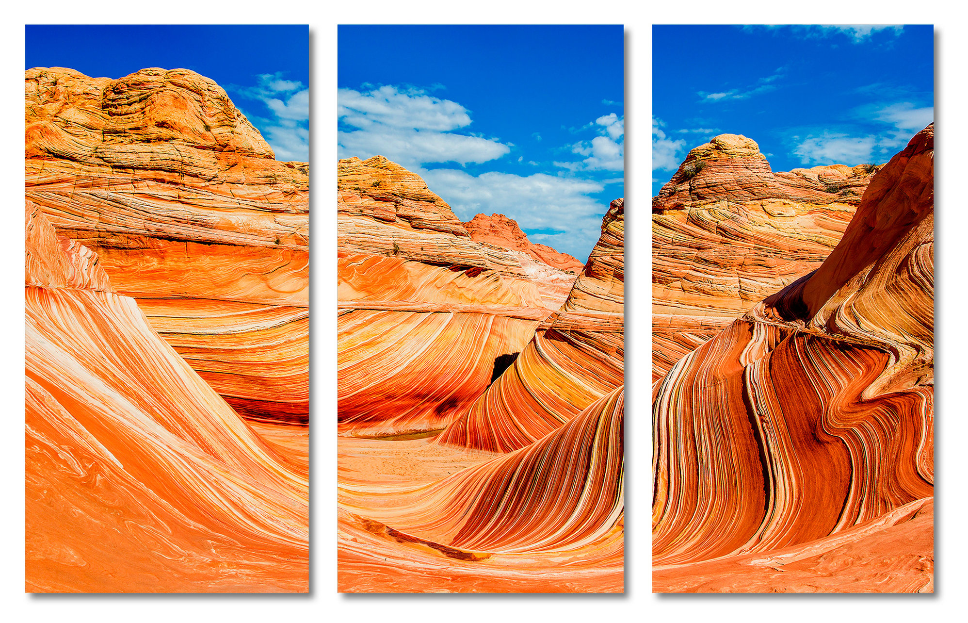 The Wave, Arizona Rockies Canvas Print 3 Panel Split, Triptych Wall Art ...