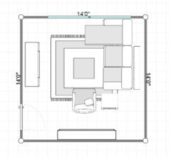 Help 14 by 14 living room layout