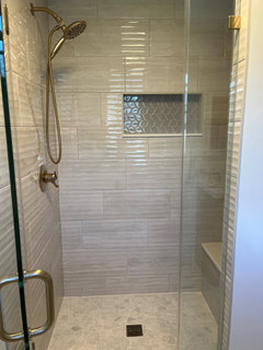 Toilet and shower behind a door