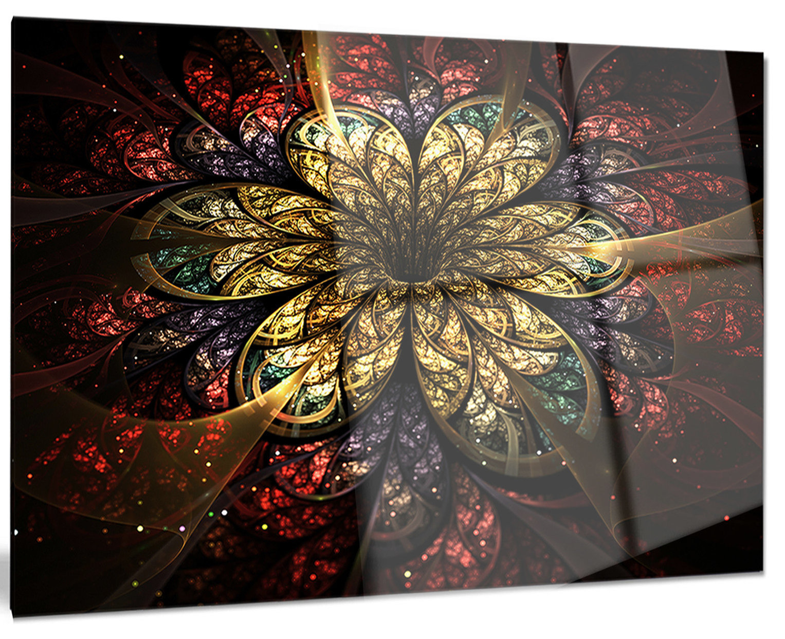 "Fractal Flower Yellow Red Digital Art" Metal Wall Art, 28"x12 ...