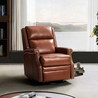 Genuine Leather Swivel Rocker Recliner - Contemporary - Recliner Chairs ...