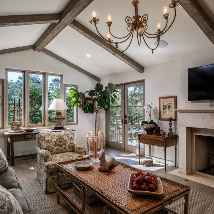 75 French Country Vaulted Ceiling Living Room Ideas You'll Love ...