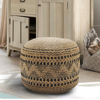 Handcrafted Black Chevron Natural Jute Pouf - Beach Style - Floor Pillows And Poufs - by LR Home ...