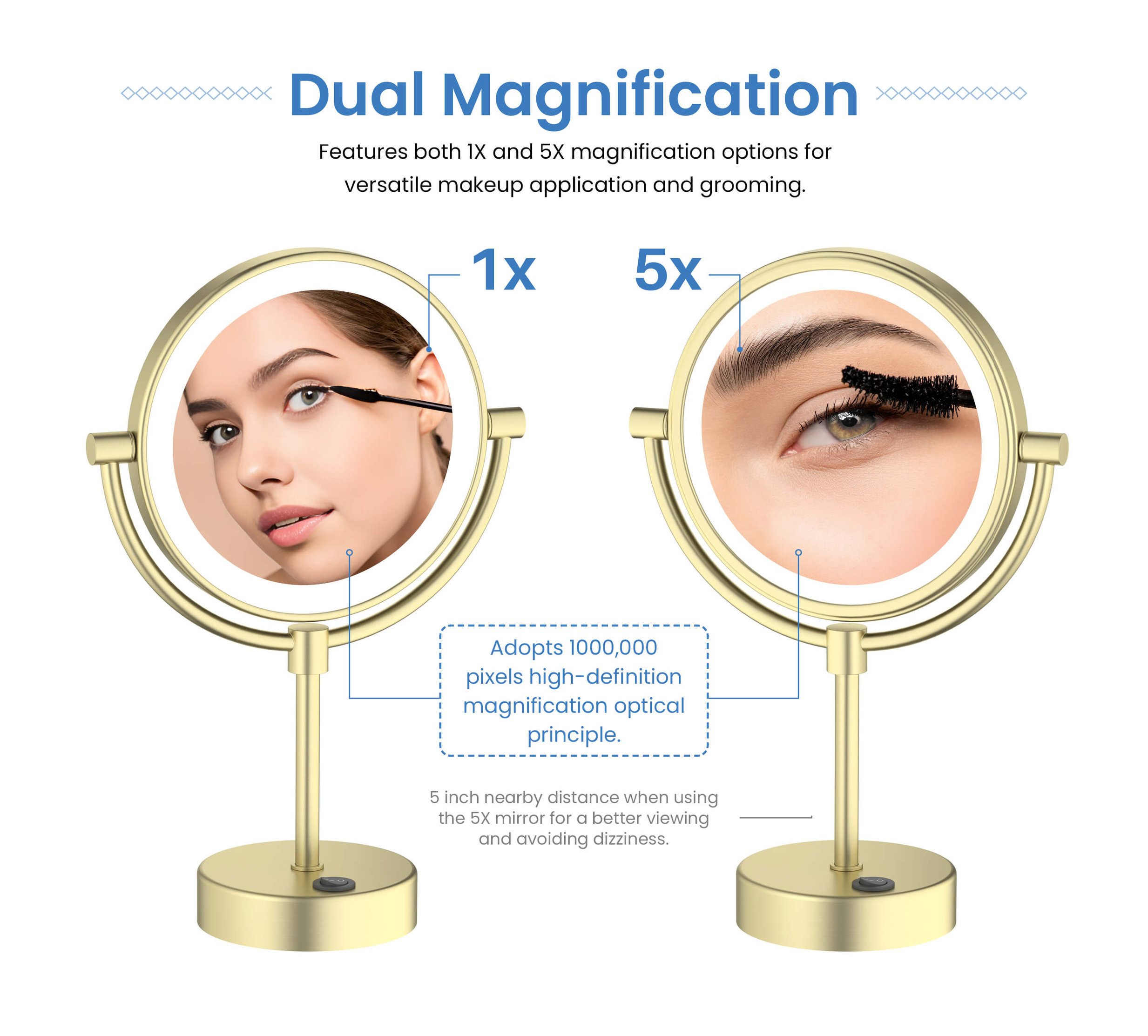 Circular LED Free Standing Magnifying Make Up Mirror - Modern - Makeup ...