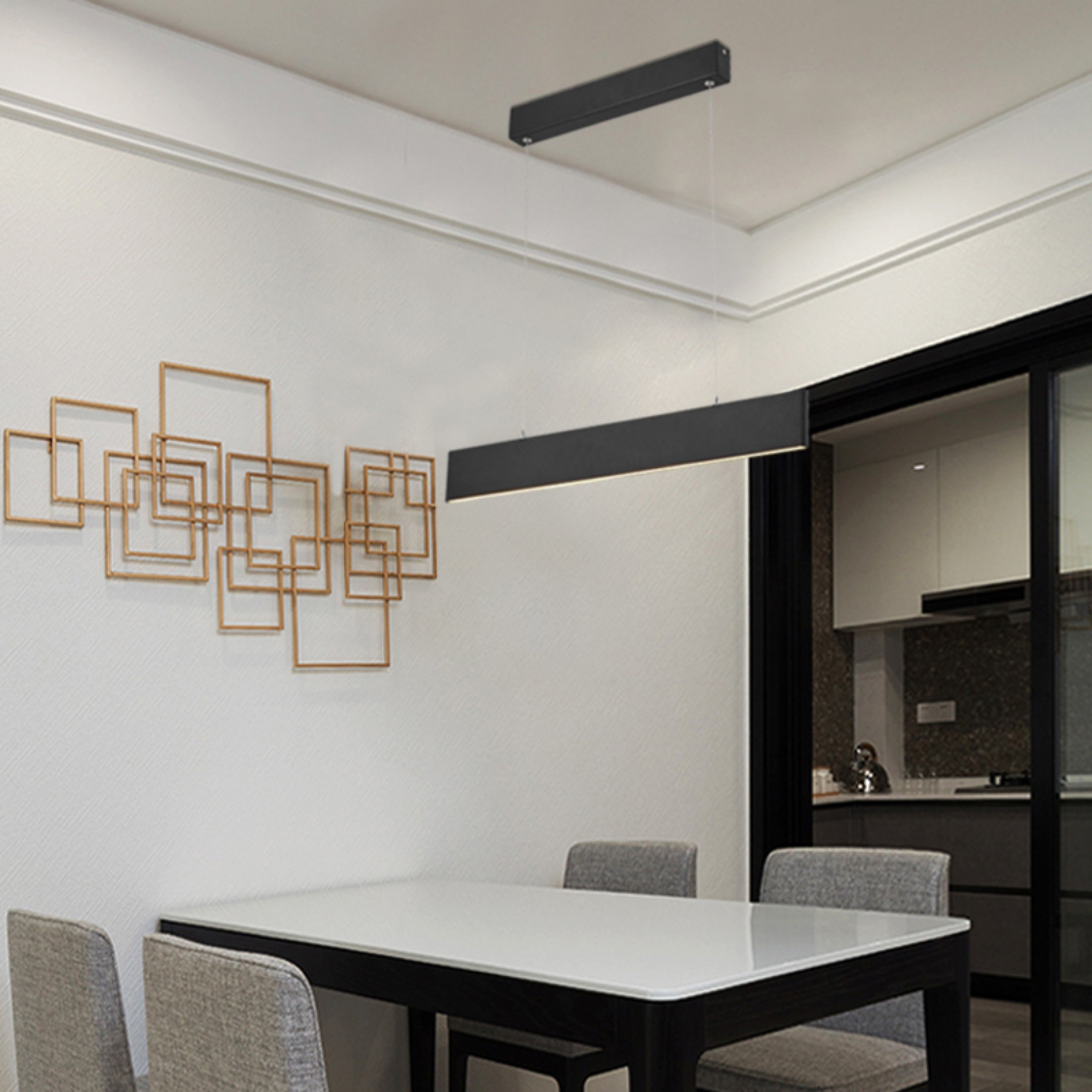 Black Thin Rectangular Frame LED Light Fixture - Modern - Kitchen ...