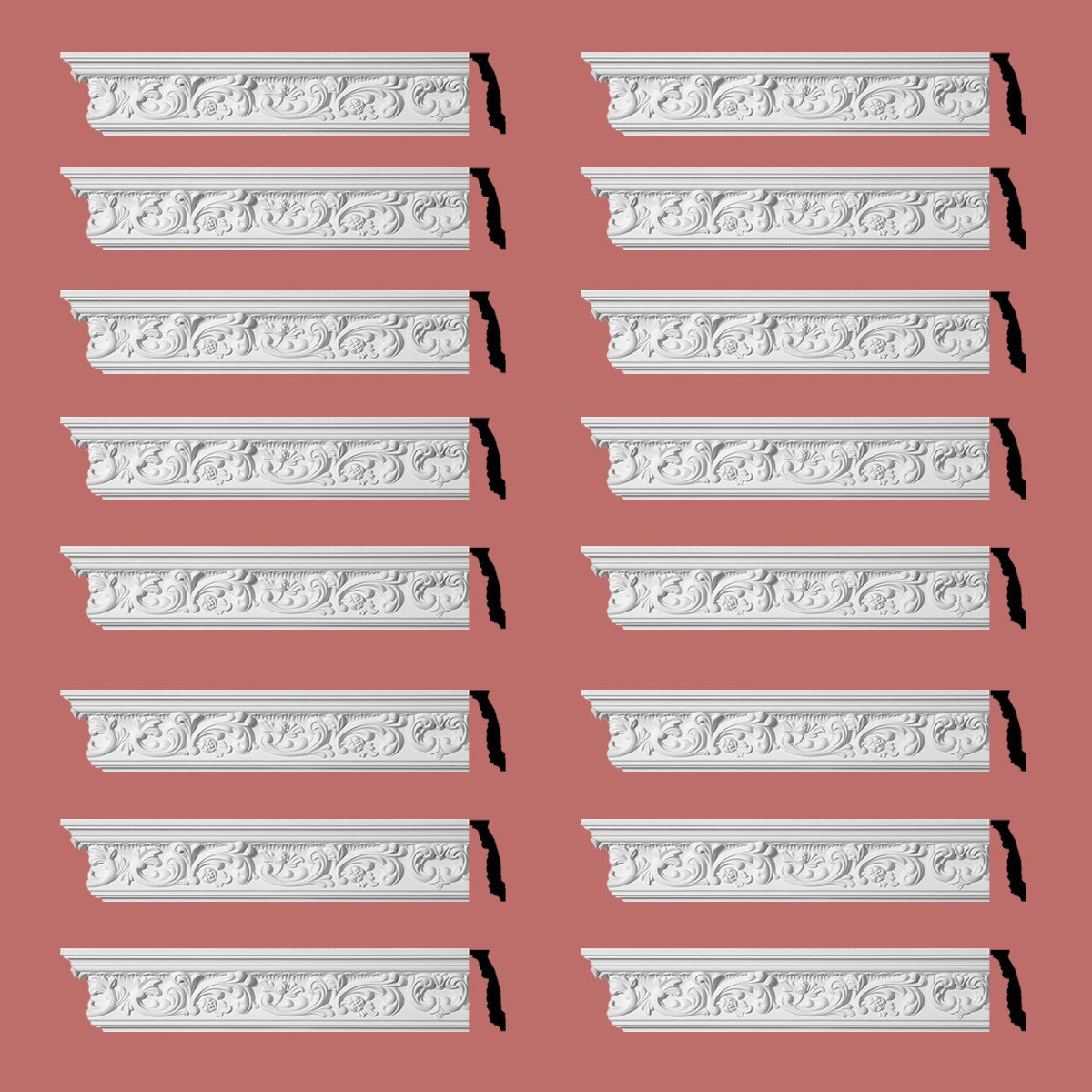 Ornate Cornice White Urethane Cannes Design 16 Pieces Totaling 1504 ...