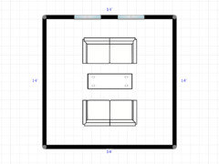 Help 14 by 14 living room layout