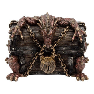 Dragon Breaking Out Of Chained Chest Trinket Box - Contemporary ...
