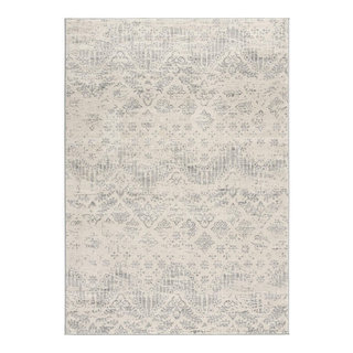 2' X 20' Ivory Distressed Ikat Pattern Runner Rug - Contemporary - Hall ...