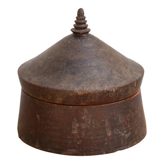 Charcoal Red Chanda Tikka Box - Farmhouse - Decorative Boxes - by De ...