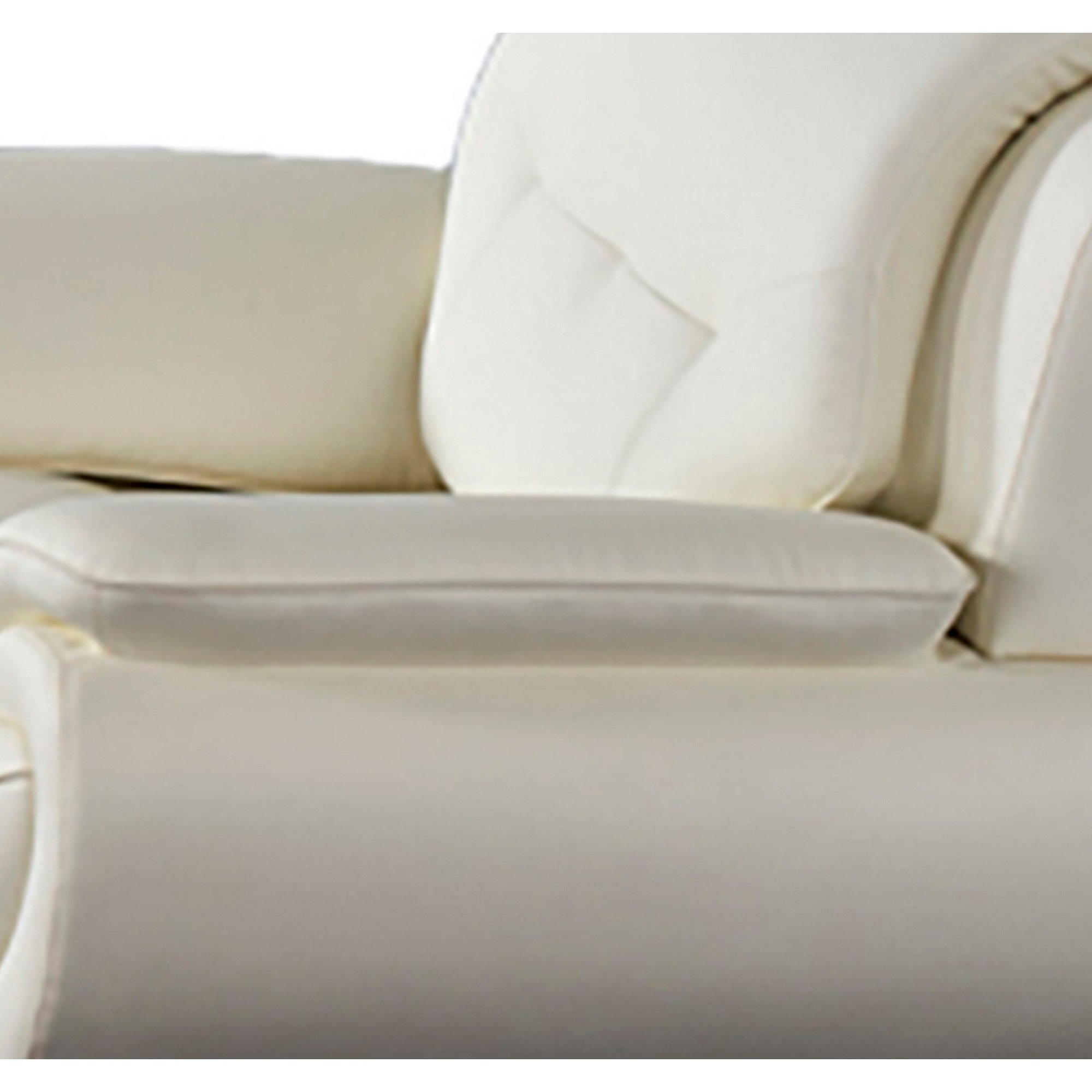 Olaf 50 Inch Sofa Chair, Tufted Ivory Faux Leather, Chrome Metal, Wood ...