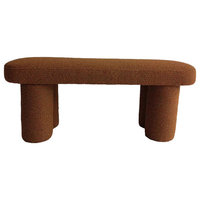 Boucle Fabric Upholstered Bench, Rust Color - Modern - Upholstered ...