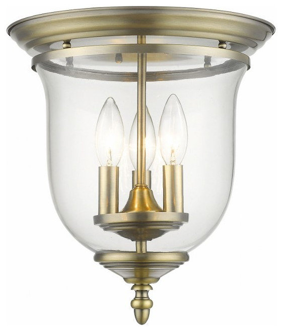 3 Light Flush Mount in Traditional Style - 11.5 Inches wide by 12.5 ...